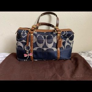 Coach | Bags | Signature Striped Blue Denim Coach Bag | Poshmark